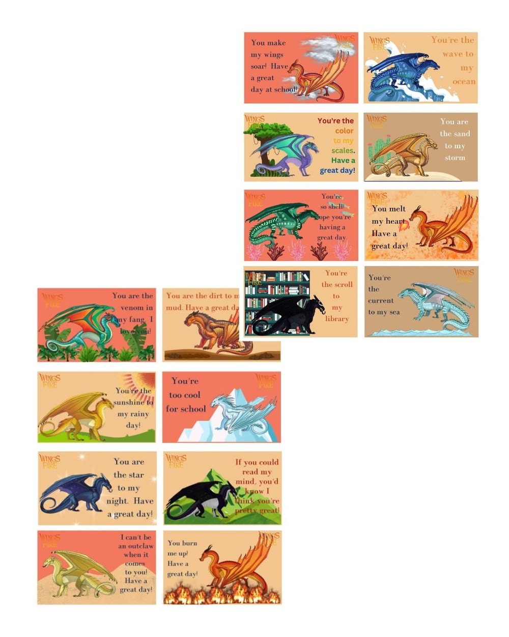 PRINTABLE Dragon Lunchbox Notes | Lunch Love Notes | Wings of Fire ...