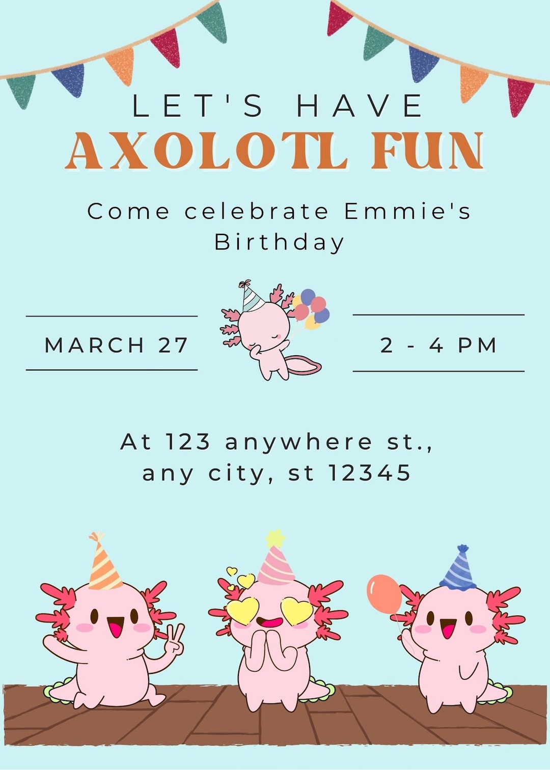 Custom Axolotl Party Invitation | Printable | Axolotl Birthday Party ...