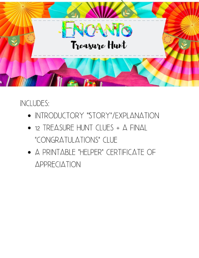 PRINTABLE Encanto Treasure Hunt | Encanto Party Game | Scavenger Hunt ...