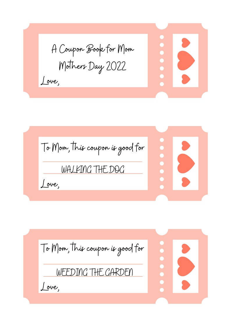 PRINTABLE and CUSTOMIZABLE Mothers Day Coupon Book - Etsy