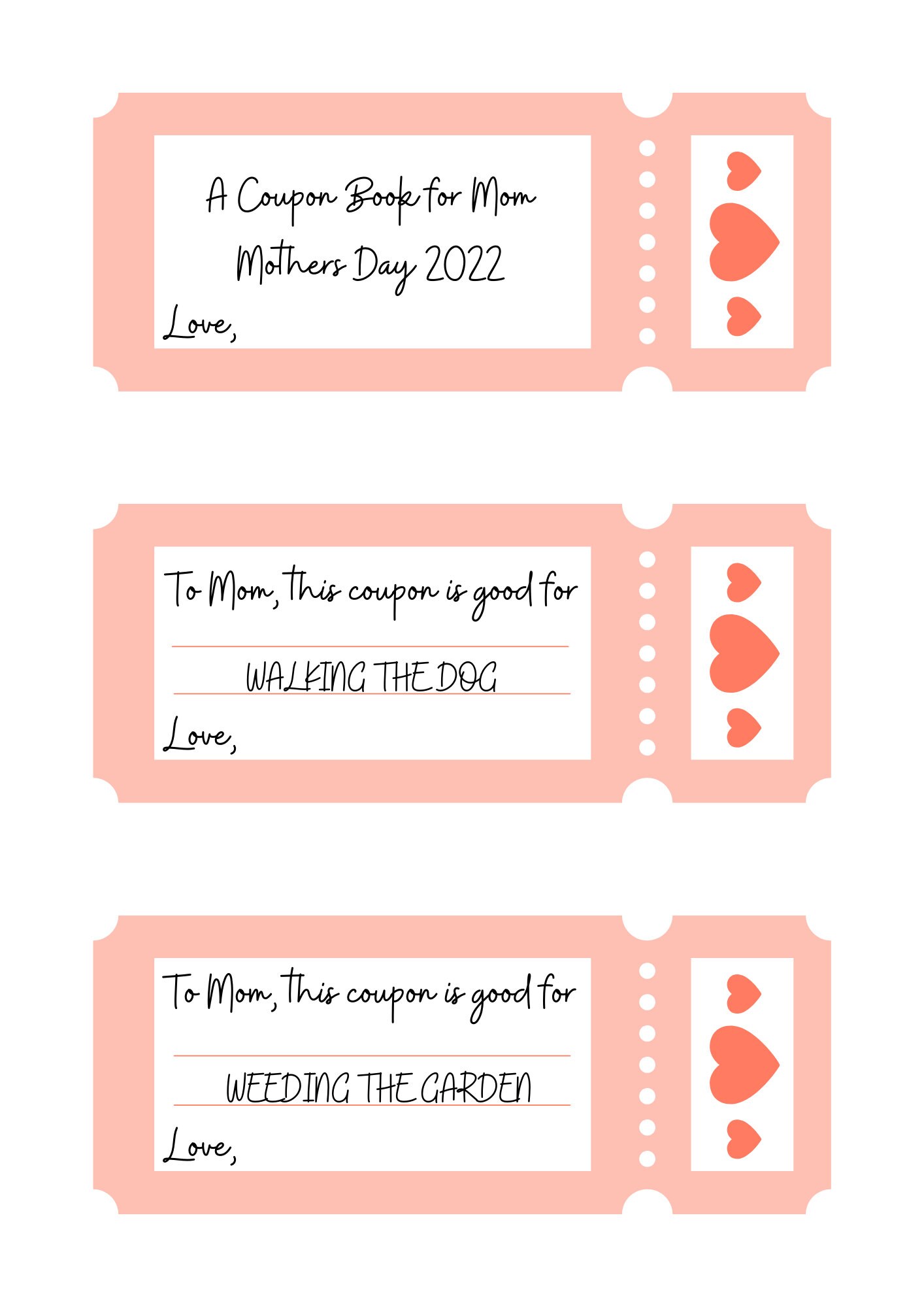 PRINTABLE and CUSTOMIZABLE Mothers Day Coupon Book - Etsy