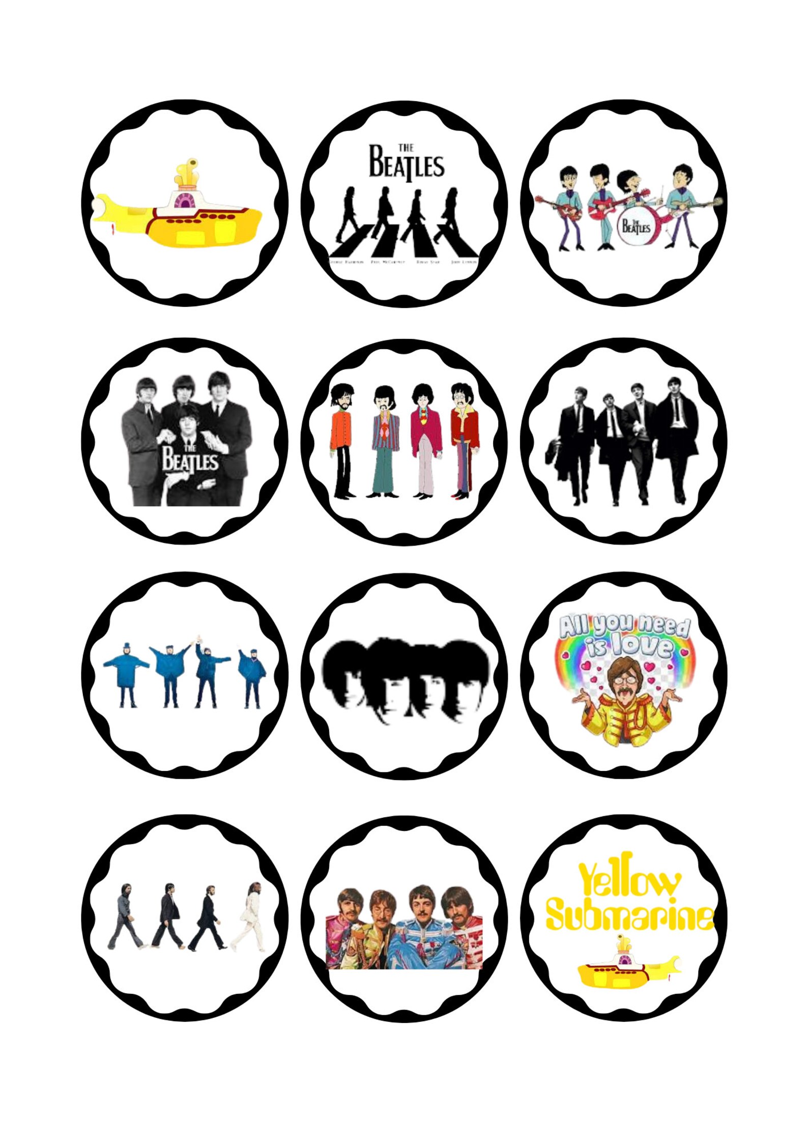 Printable Colorful Beatles Cupcake Toppers | Beatles Party | Immediate ...