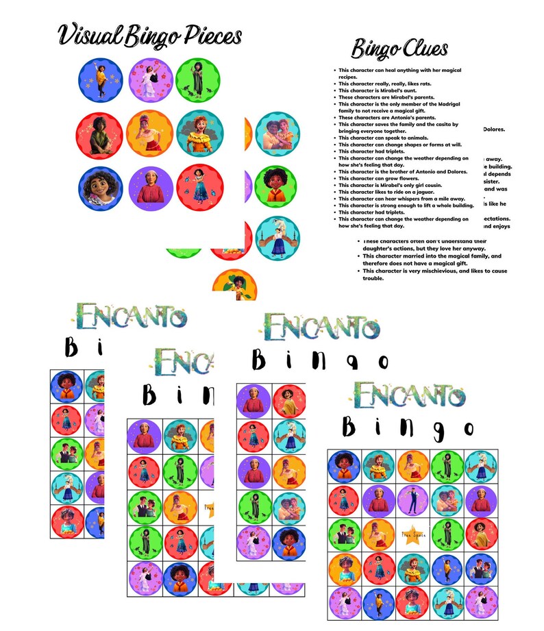 PRINTABLE Encanto-themed Bingo Game | Etsy