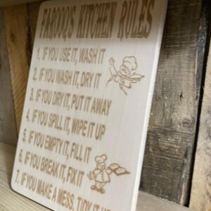 Personalised Kitchen Rules Wooden Plaque, Any Name, 200mm X 300mm X ...