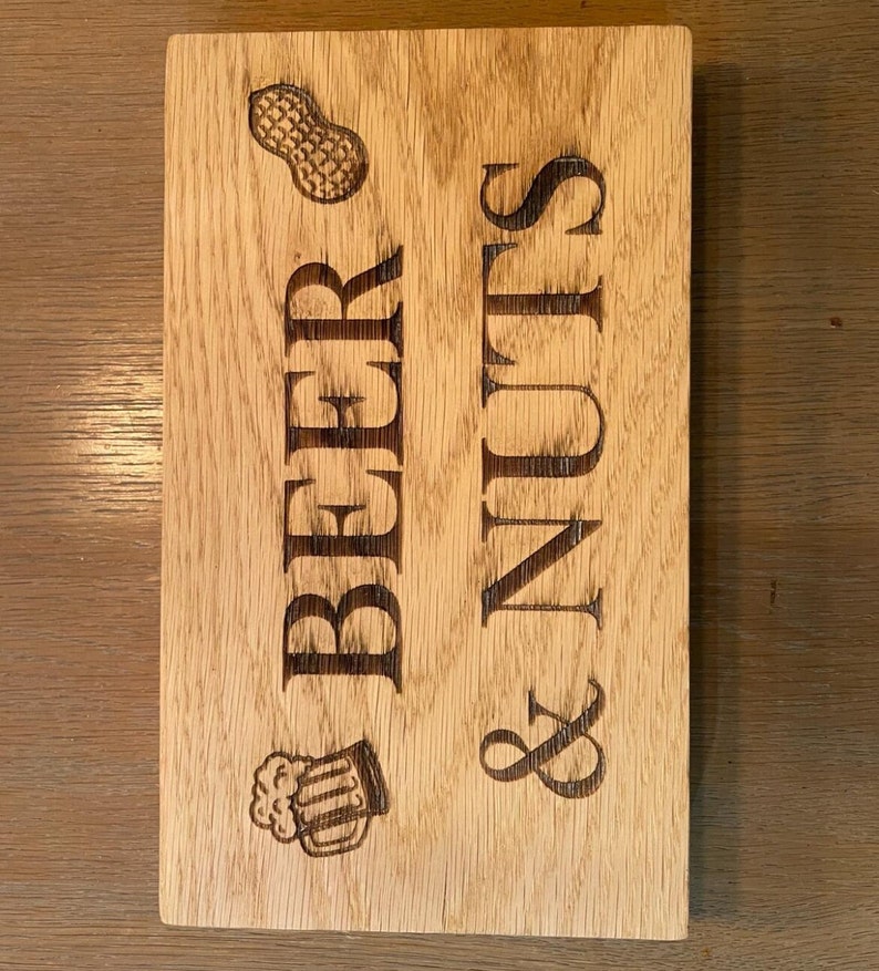 Personalised Beer & Nuts Board. Ideal for Bar Tops, Prep of Drinks ...