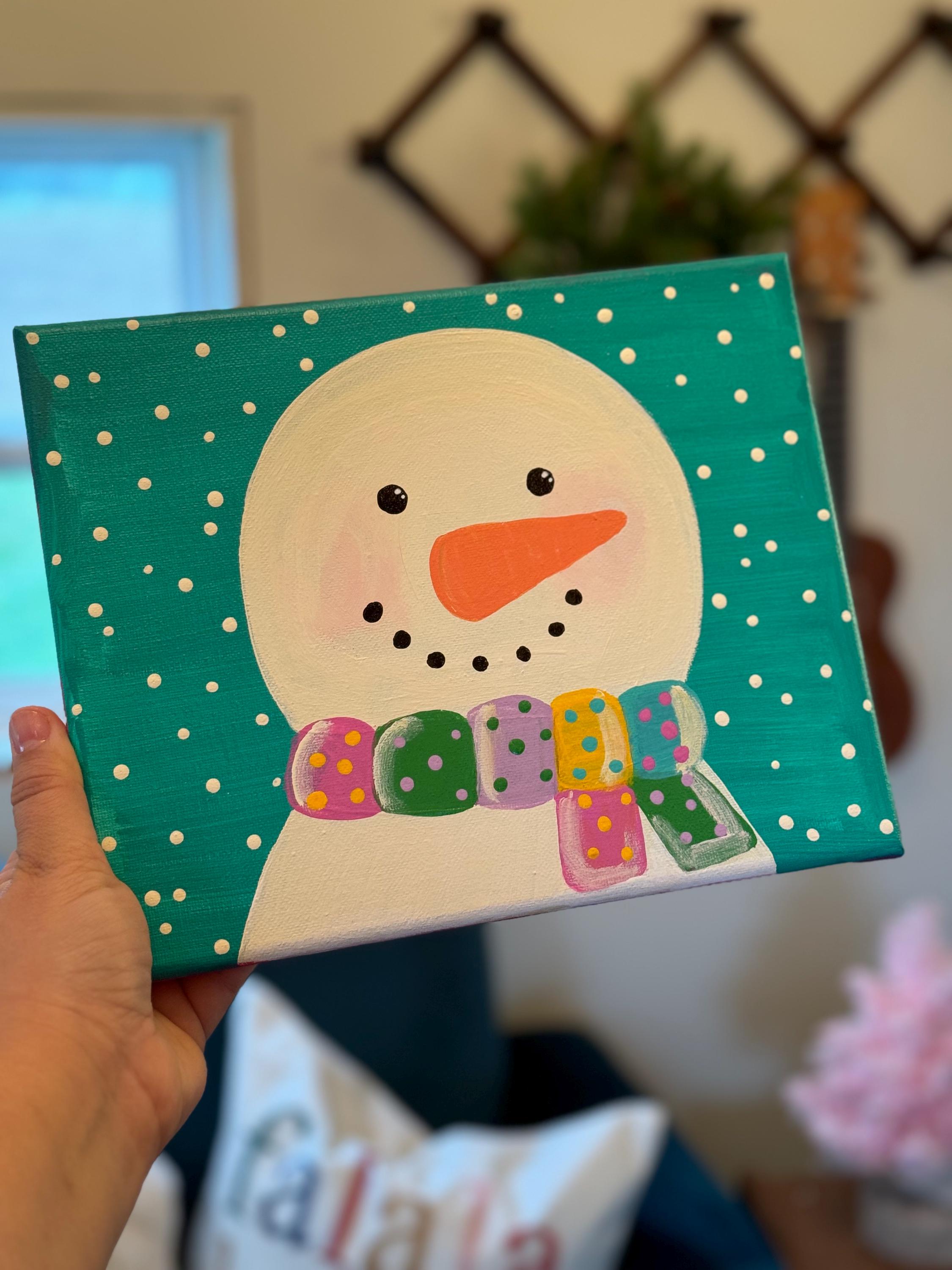 Adorable Snowman Painting, Acrylic Canvas Painting FREE SHIPPING - Etsy