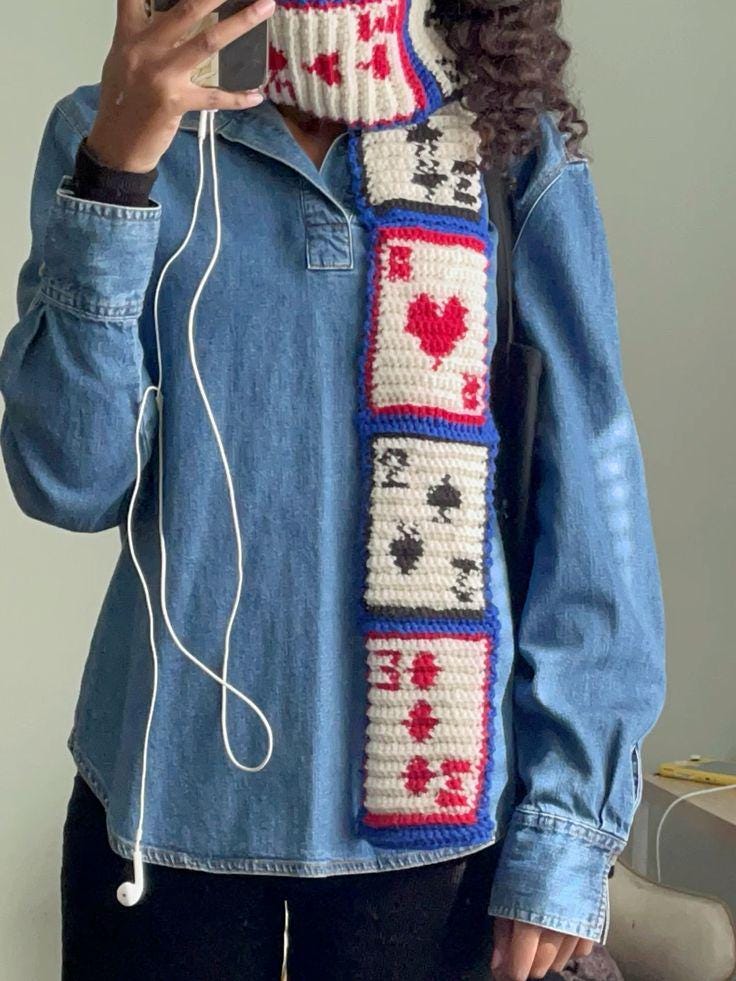 Reversible Playing Cards Crochet Scarf (pattern ONLY) - Etsy UK