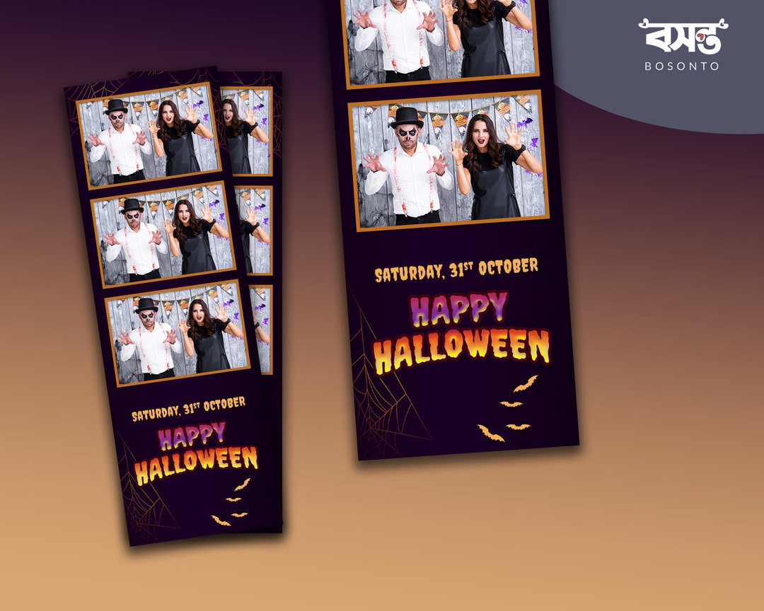 Halloween Purple Photo Booth Template 2x6 Inch Happy Halloween Party ...