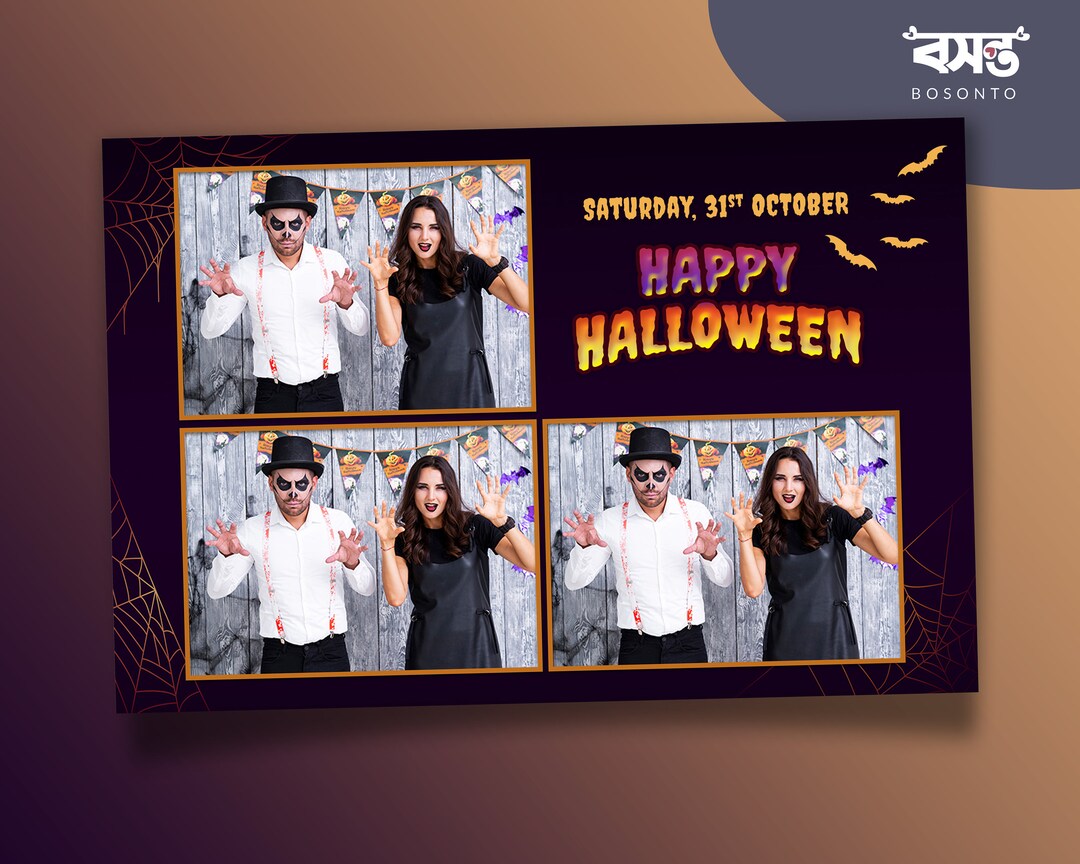 Halloween Purple Photo Booth Template 4x6 Inch Happy Halloween - Etsy