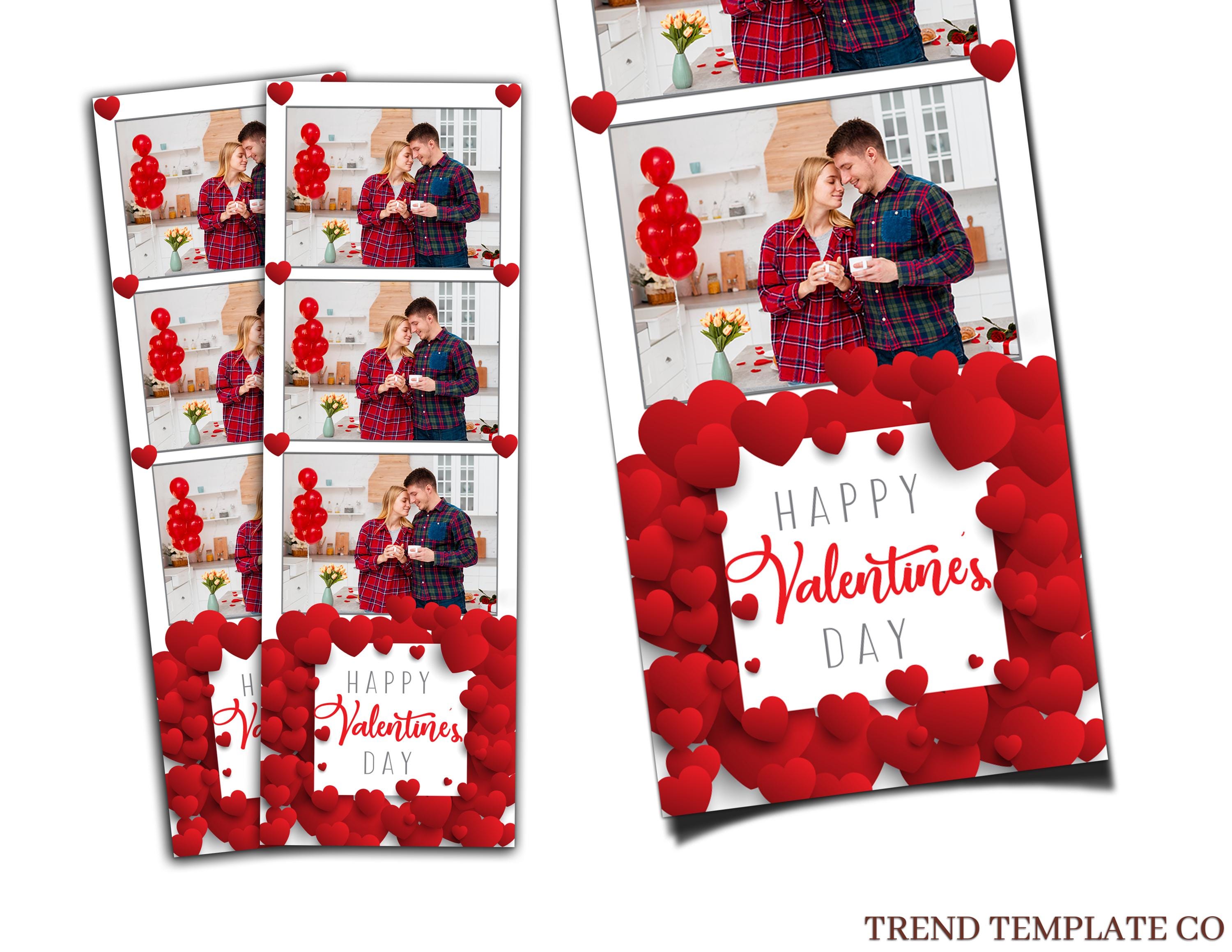 Valentine's Day Photo Booth Template: 2x6 PNG, PSD (digital Download ...