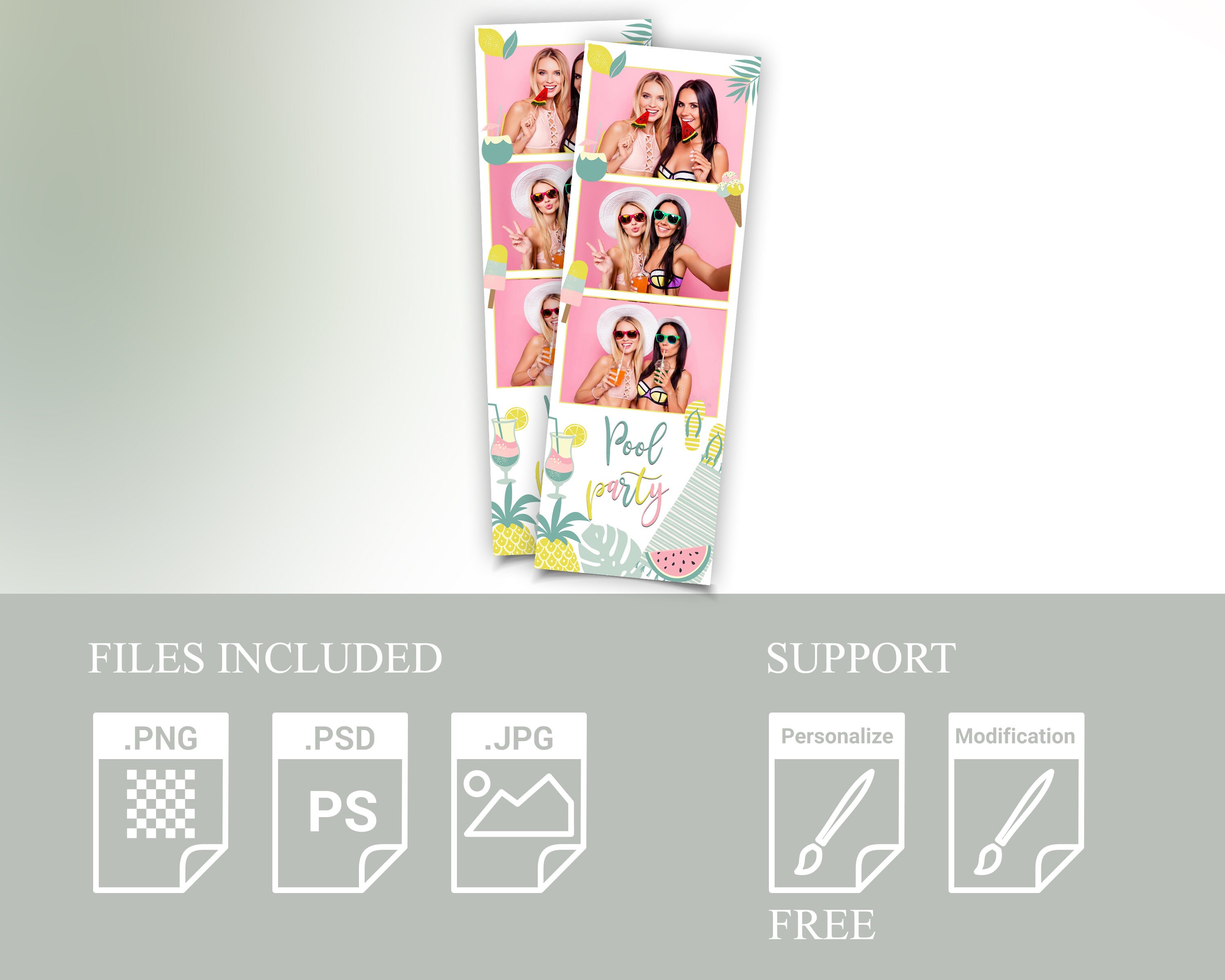 2x6 Summer Pool Party Photo Booth Template Photo Booth Stripe - Etsy