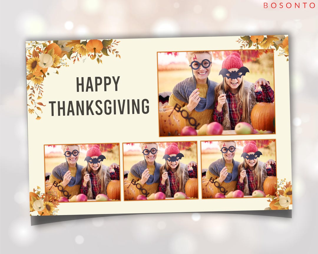 Thanksgiving Photo Booth Template: Autumn Harvest Design (4x6, Digital ...
