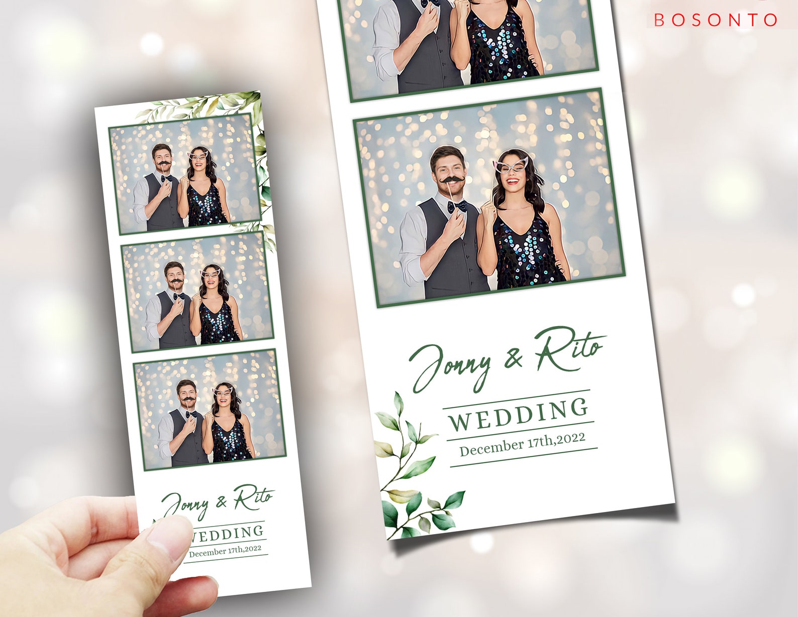 Wedding Photobooth Template 2x6 Strip With Floral Blush & Greenery ...