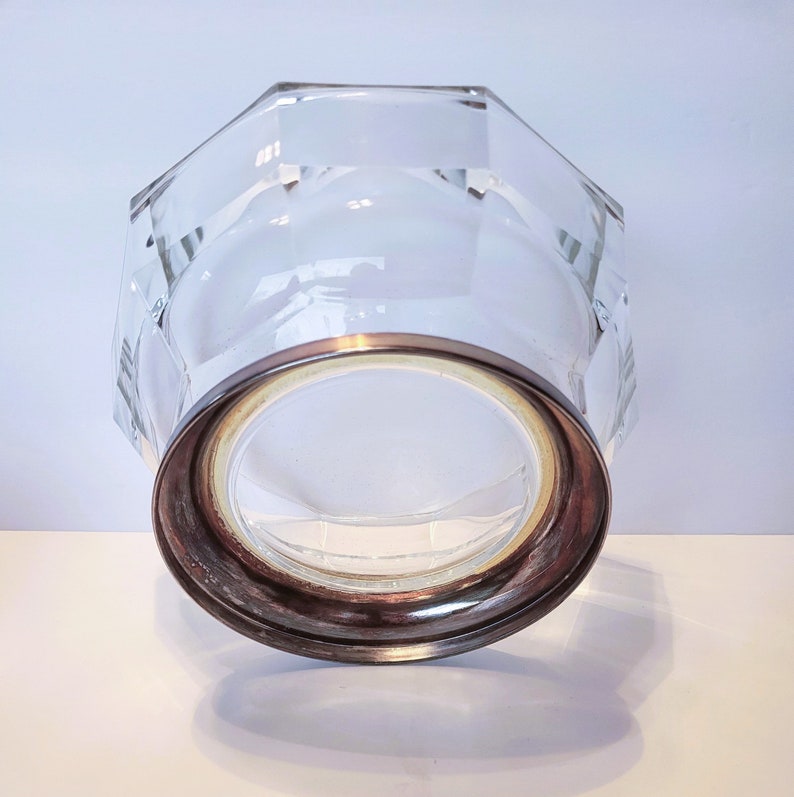 Vintage Decagon Crystal Glass Bowl W/silver Plated Foot, Made in Italy ...