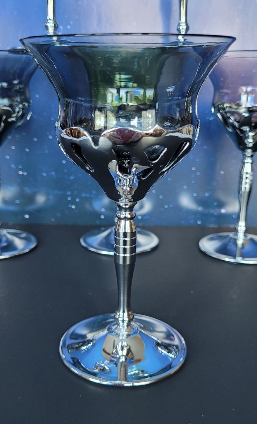 Vintage Wine Glasses Multi-colored Chrome Scrollwork Set of 6 - Etsy