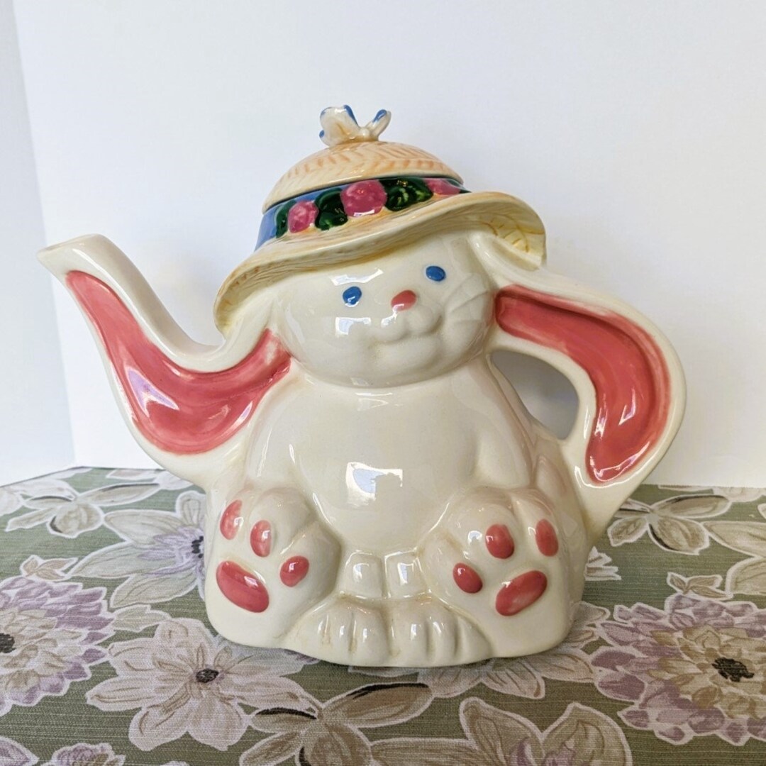 Ceramic Bonnet Bunny Teapot, Vintage 1991 Treasure Craft, USA Hallmark ...
