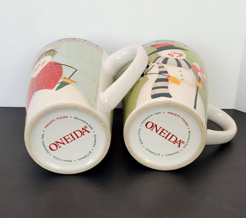 Vintage Oneida Stoneware Mugs, Two Snowman Coffee or Hot Chocolate Cups ...