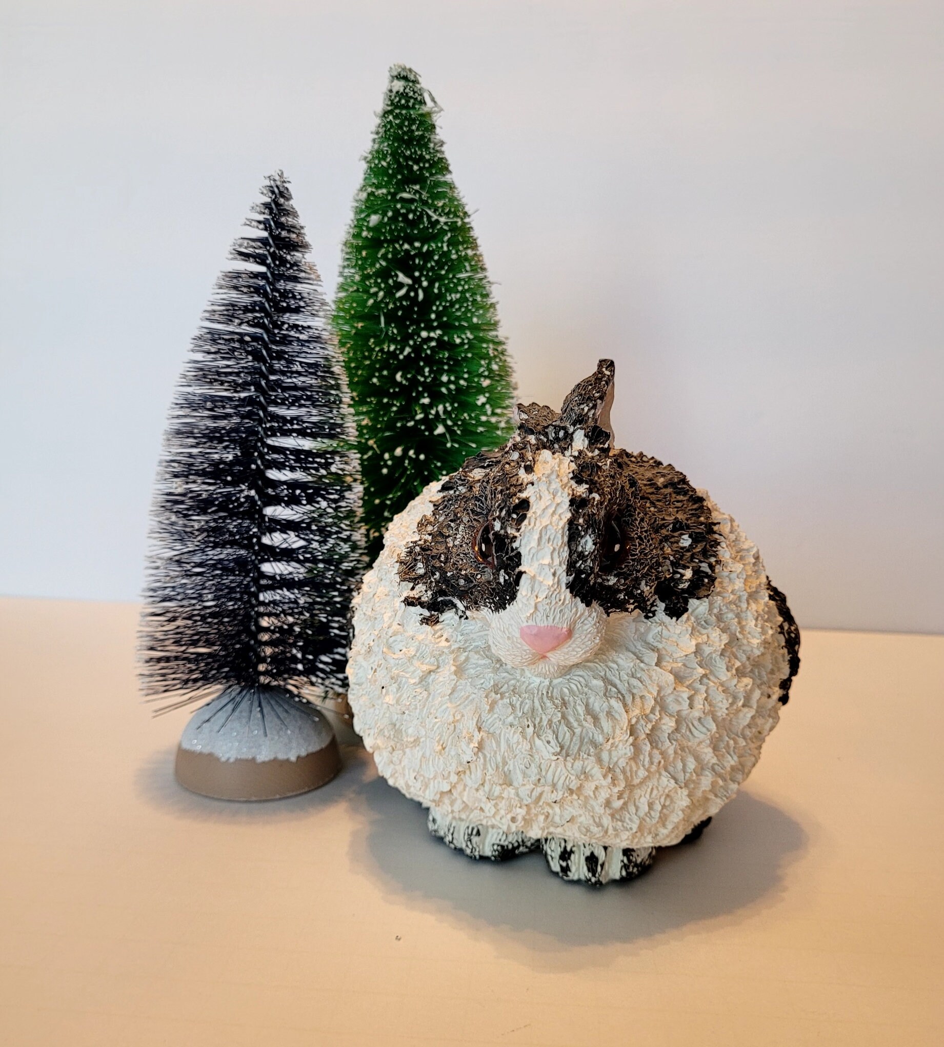 Cottontail Collection Bunny, White and Black, Hand Painted and Made in ...