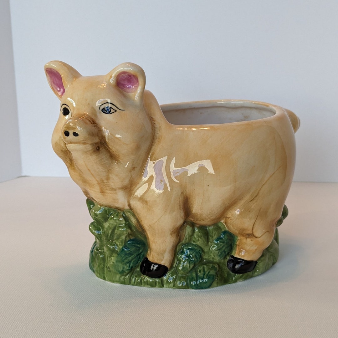 Ceramic Pig Planter Vintage Farm House Style - Etsy
