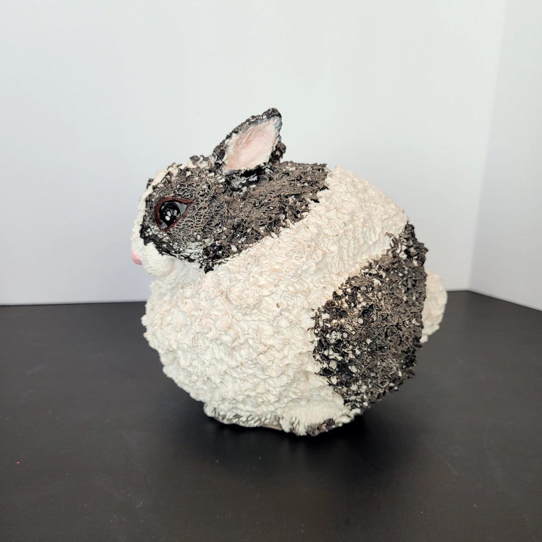 Cottontail Collection Bunny, White and Black, Hand Painted and Made in ...