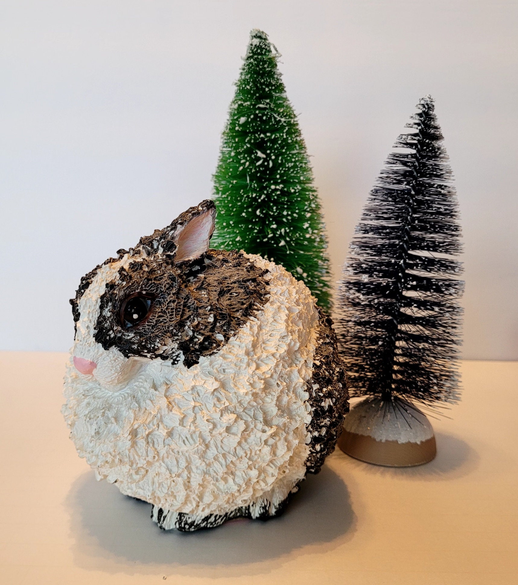 Cottontail Collection Bunny, White and Black, Hand Painted and Made in ...