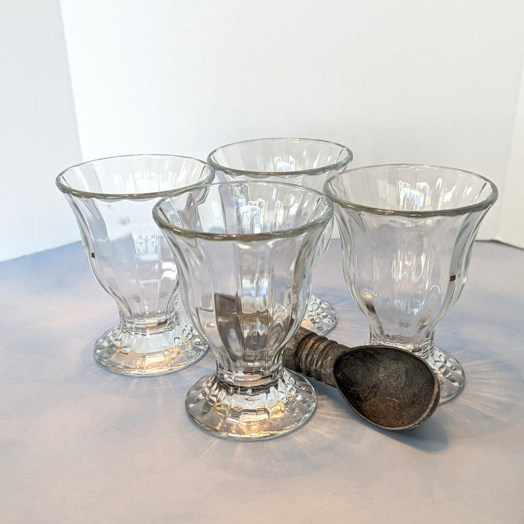 Libbey Sundae Glasses, Ice Cream Parlor Glassware, Vintage Set of 4 ...