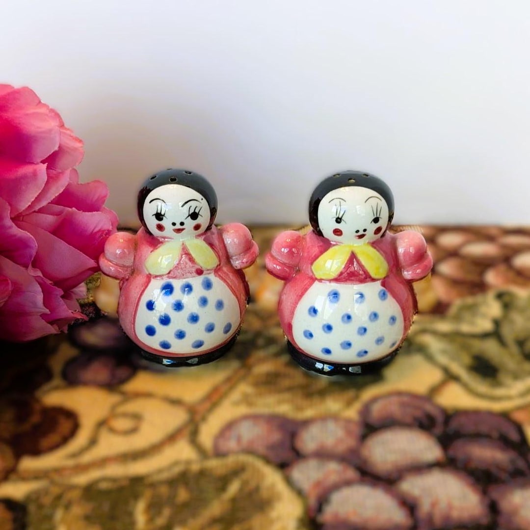 Two Roly Poly Salt Shakers, Ceramic Vintage Shakers From Japan 1950s - Etsy