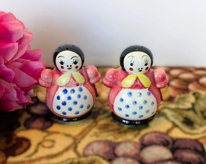 Two Roly Poly Salt Shakers, Ceramic Vintage Shakers From Japan 1950s - Etsy