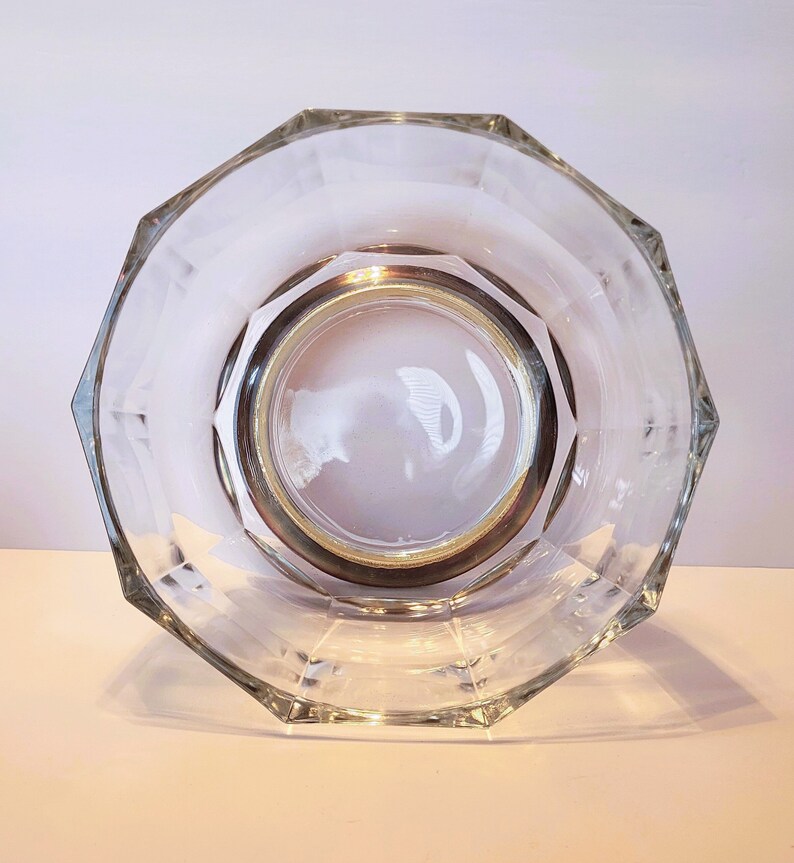 Vintage Decagon Crystal Glass Bowl W/silver Plated Foot, Made in Italy ...