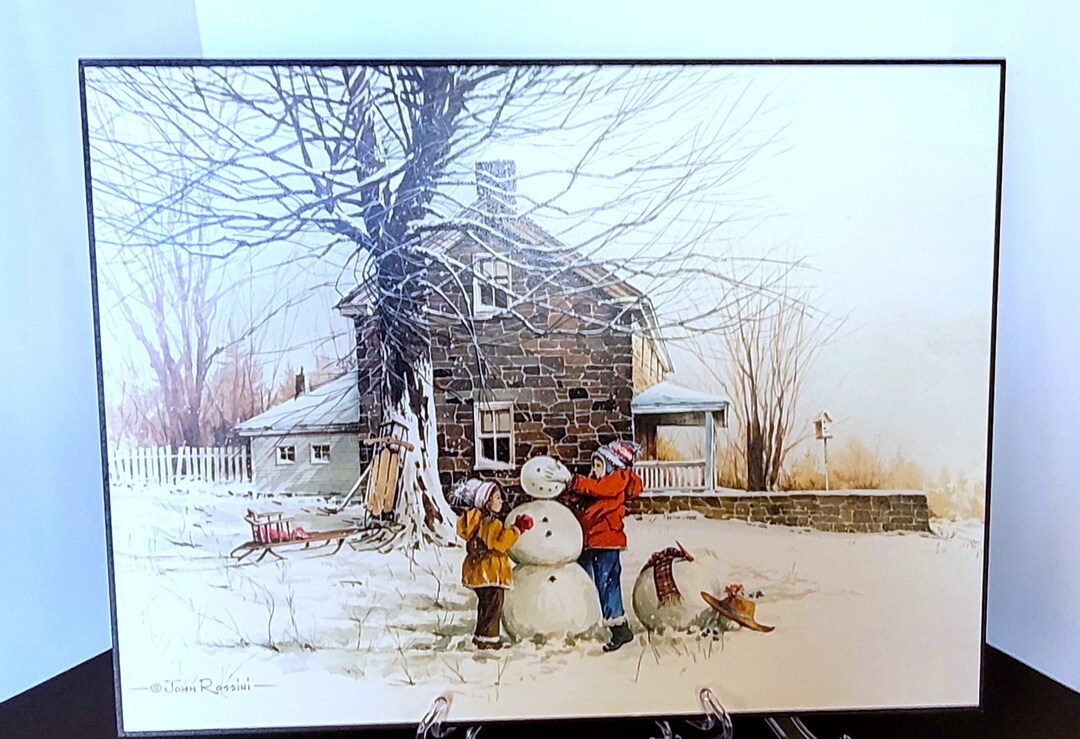 Vintage, the Joy of Snow by John Rossini Print Wall Art Wood Multi ...