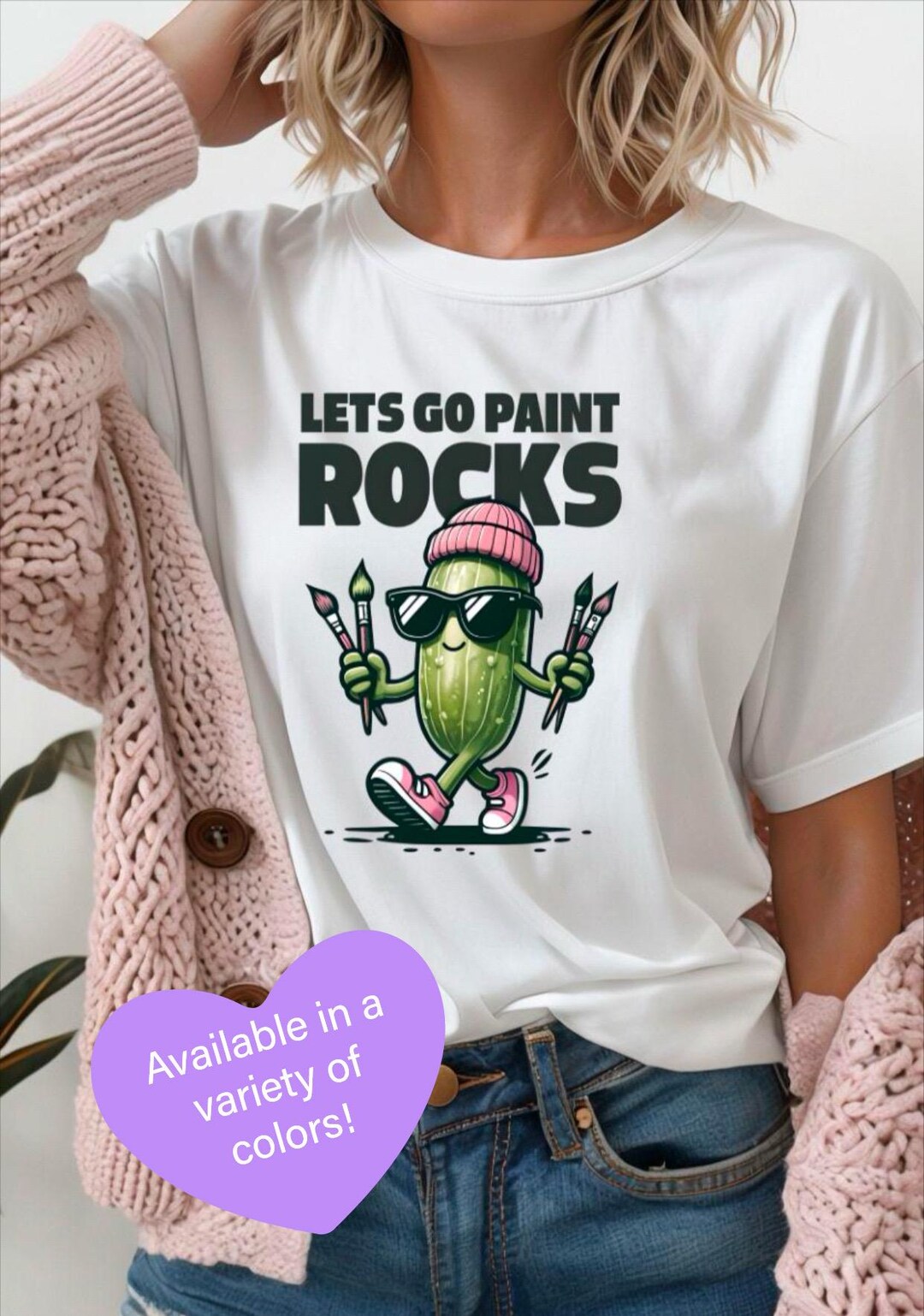 Let's Go Paint Rocks Happy Cucumber Soft T-shirt for Artists and Rock ...