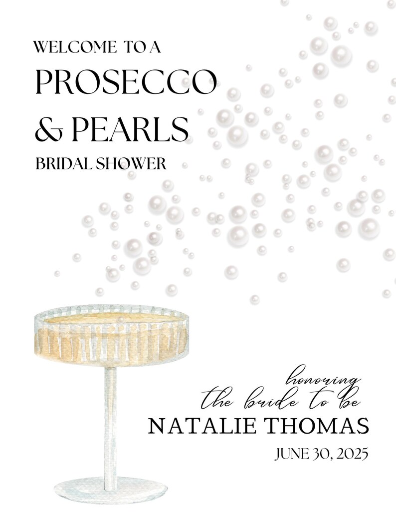 Prosecco and Pearls Bridal Shower Welcome Sign - Etsy