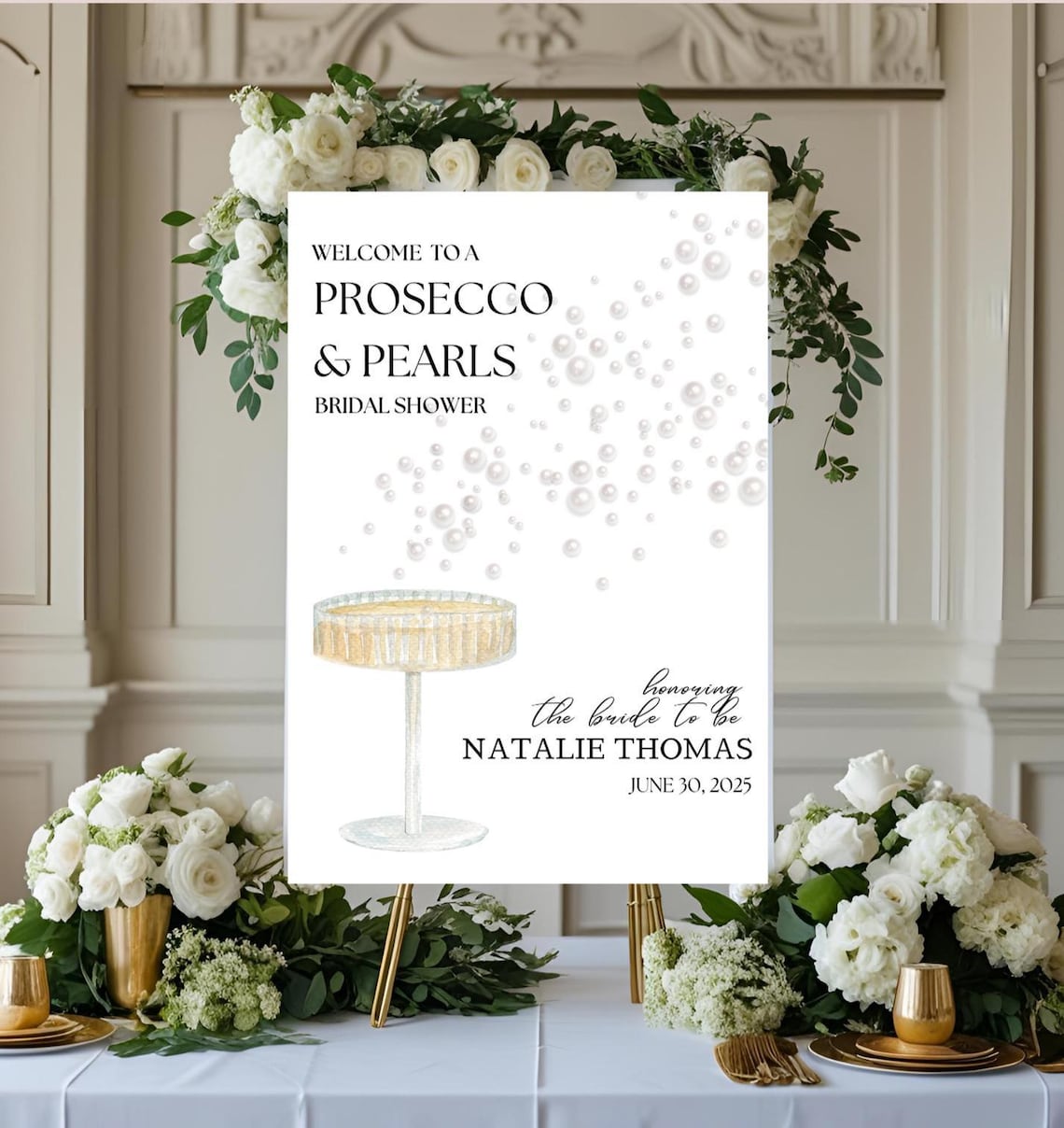 Prosecco and Pearls Bridal Shower Welcome Sign - Etsy