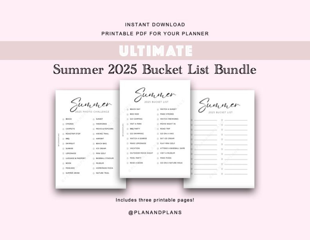 ULTIMATE 2025 Summer Bucket List BUNDLE - PRINTABLE Planner Pages - Fun ...