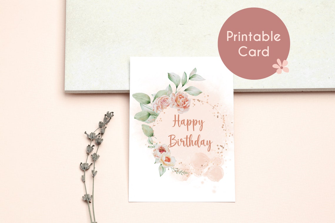 Happy Birthday Flowers, Printable Card, Birthday Card, Downloadable ...