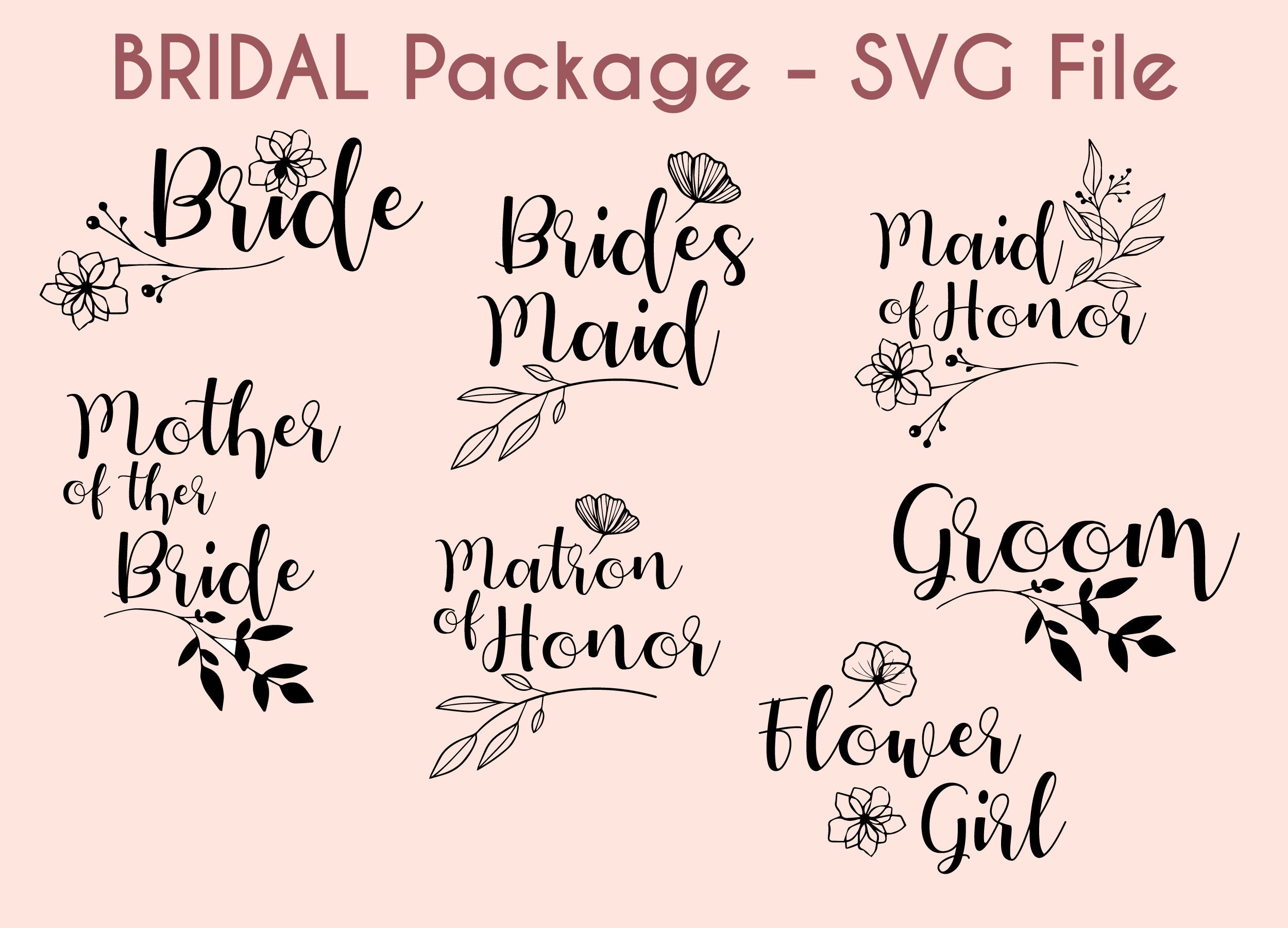 Wedding Party SVG - Bridal SVG Cut Files - Bridal Party SVG Bundle 2 - Etsy