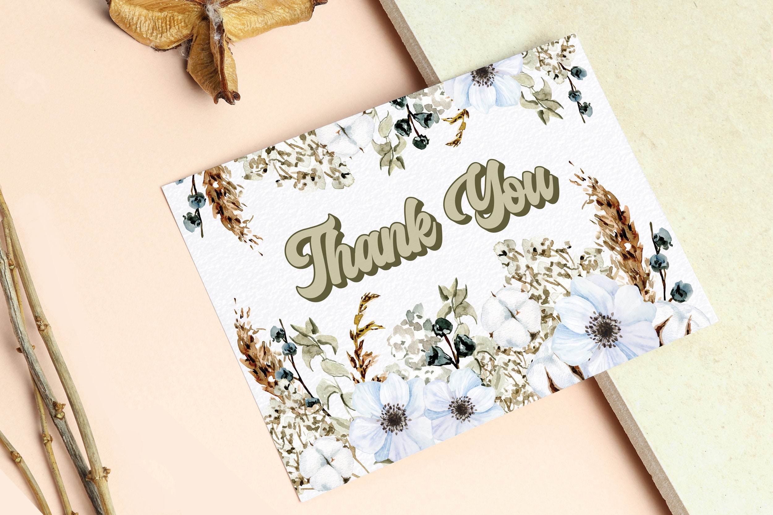 Thank You Note, Printable Card, Thank You Card, Downloadable Card ...