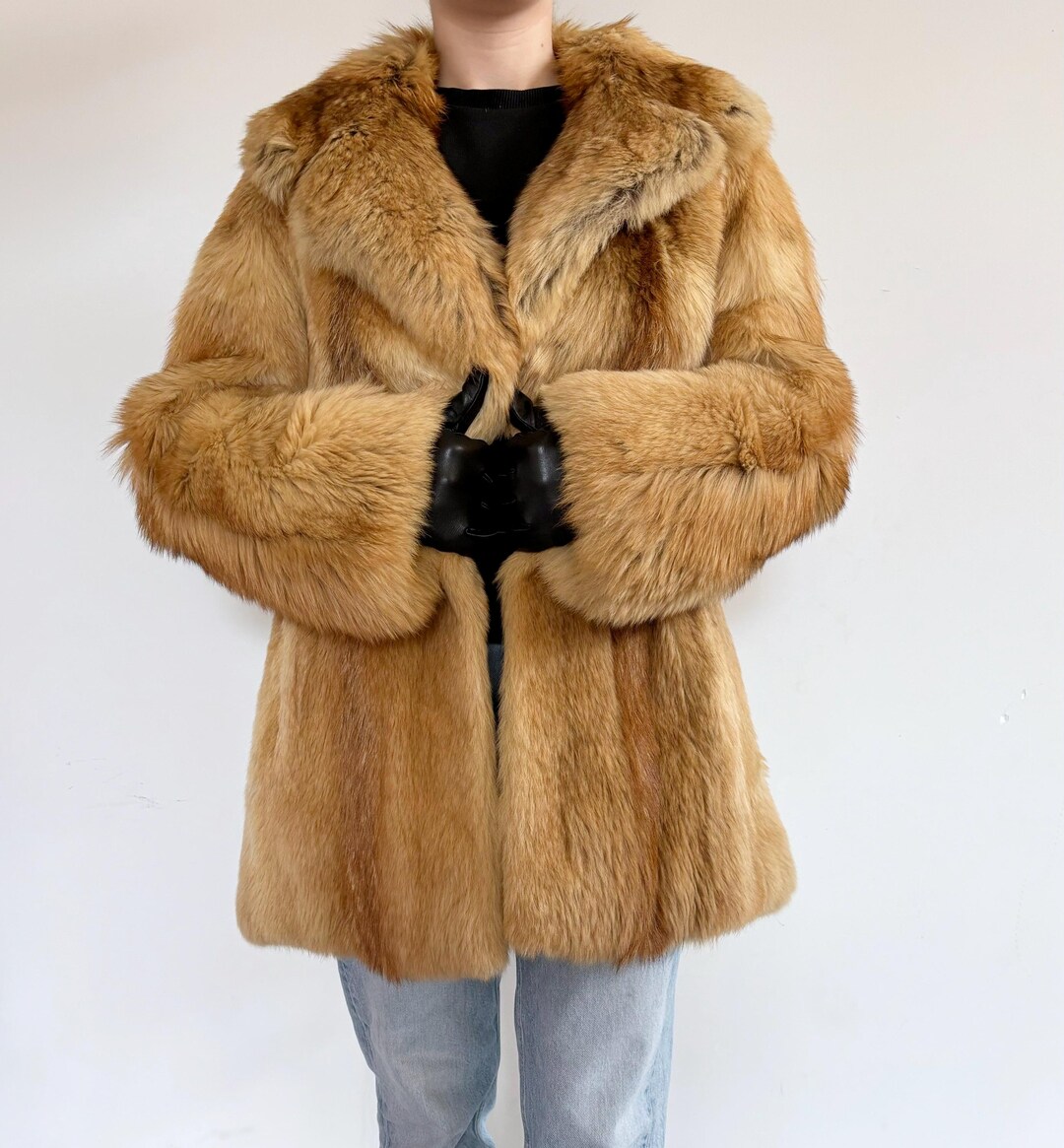 Authentic Red Fox Fur Coat,goes Barcelona Vintage Thick Shaggy Red Fox ...