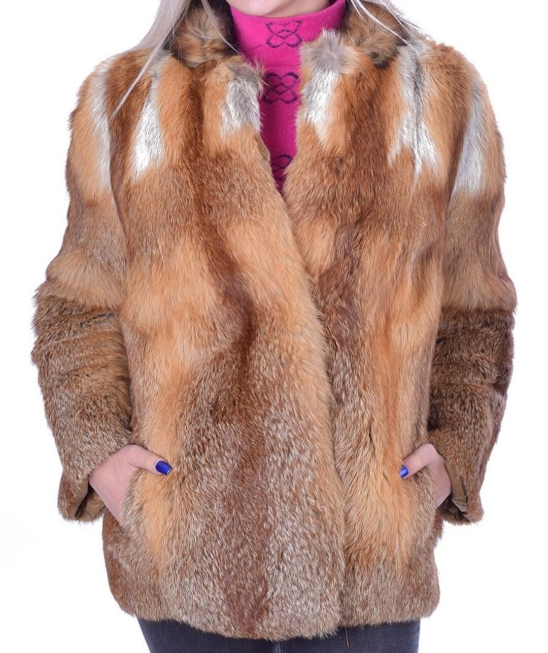 Luxury Real Fox Fur Coat Vintage Canadian Red Fox Coat Size - Etsy