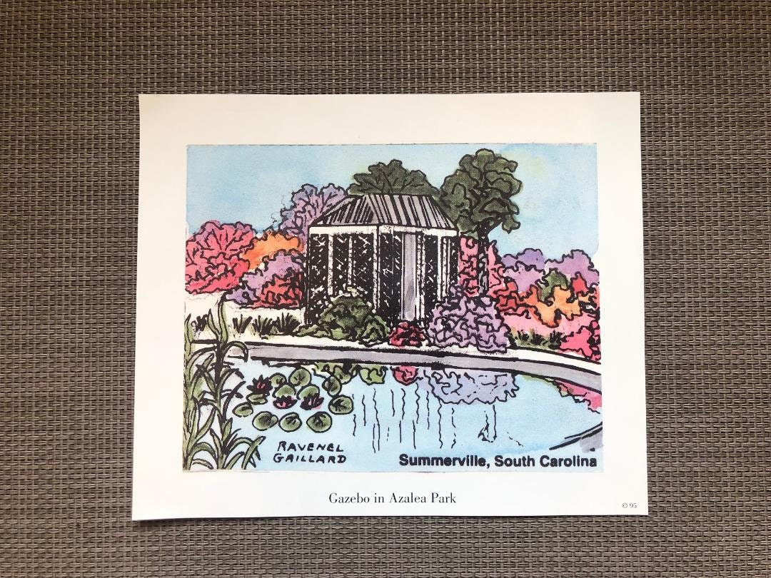 Gazebo in Azalea Park Print by Ravenel Gaillard - Etsy
