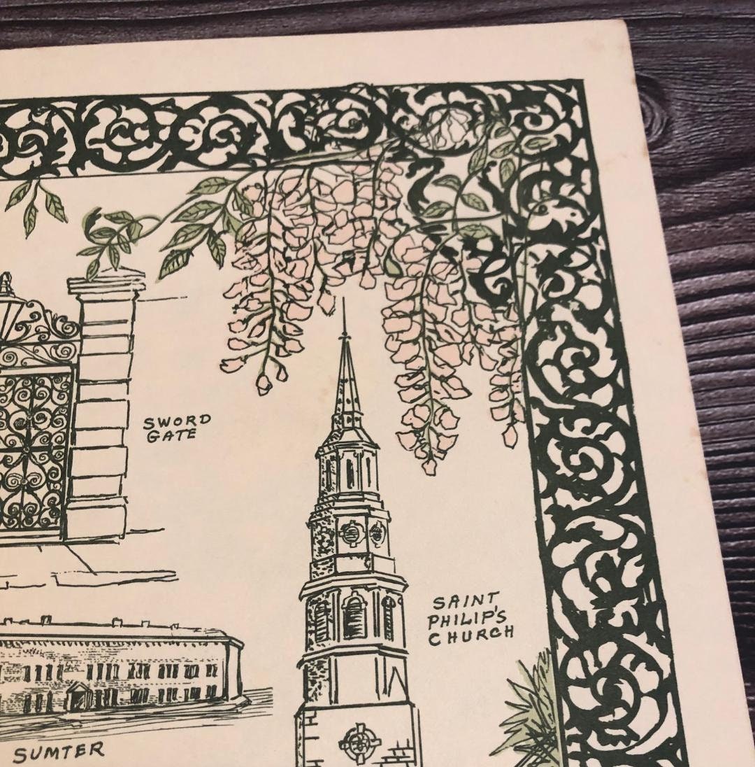 Charleston Landmarks and Flowers Print by Ravenel Gaillard - Etsy
