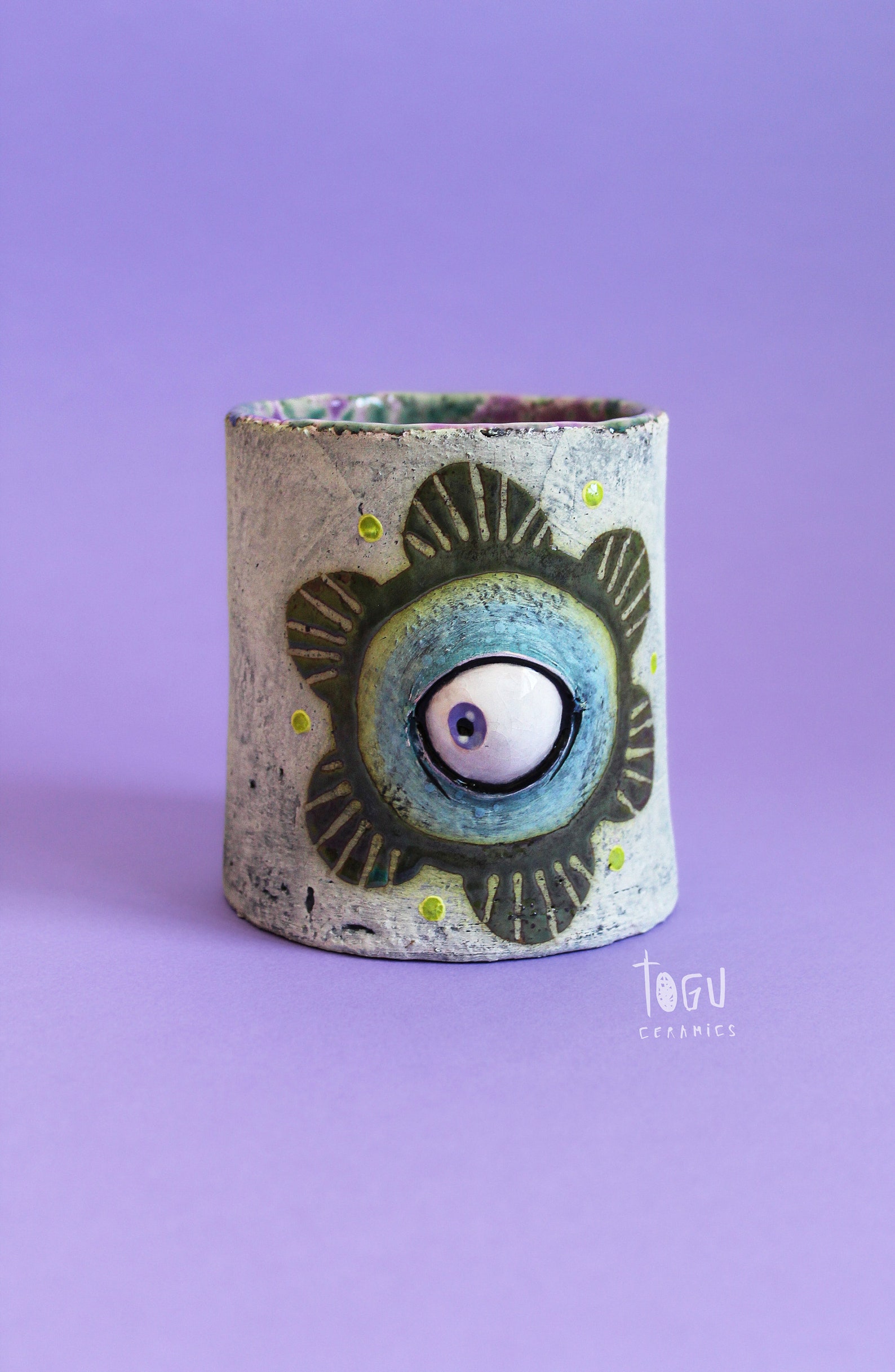 Ceramic Planter, Handmade Flower Pot, Ceramic Evil Eye, Unique Plant ...