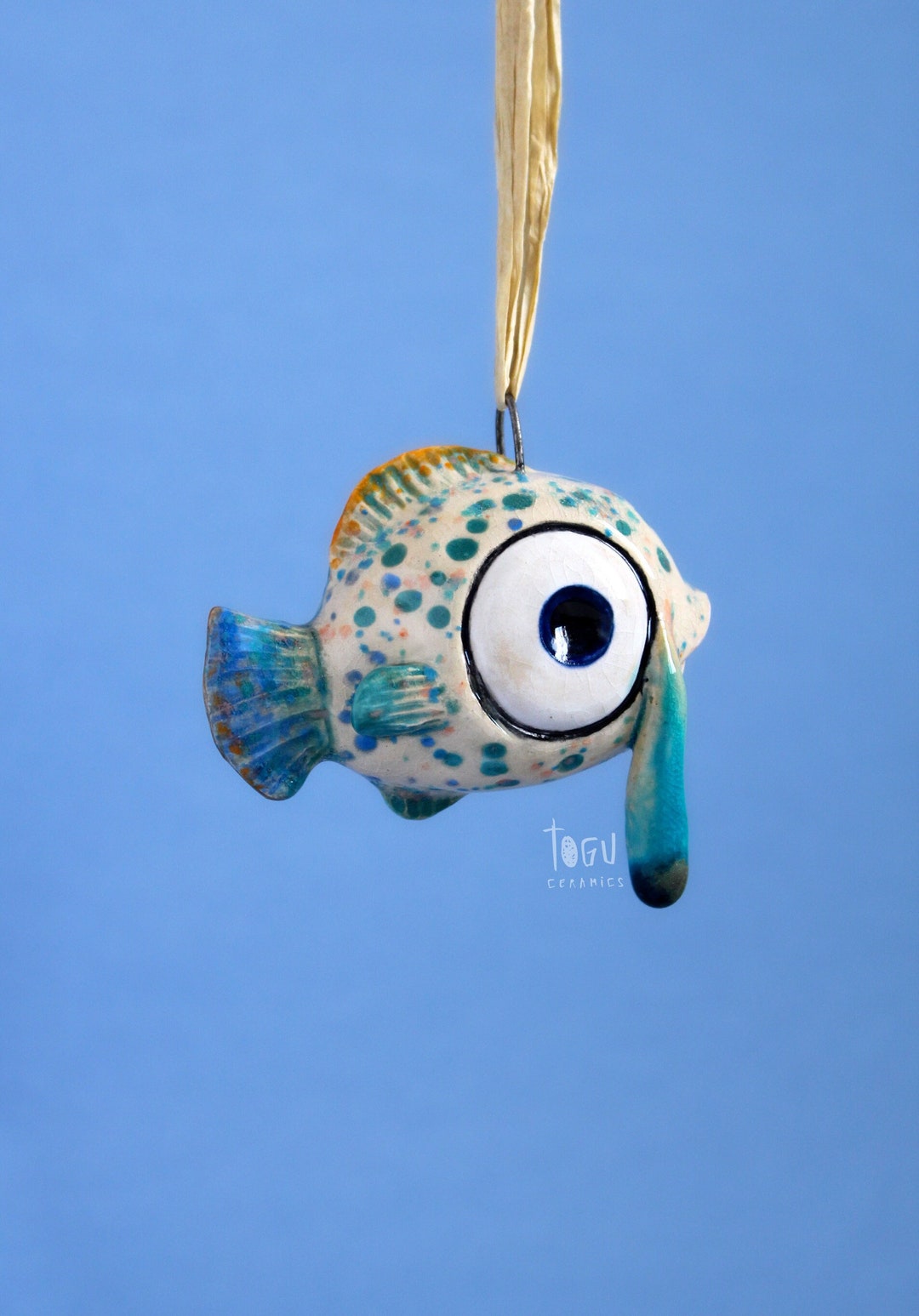 Ceramic Crying Fish Ornament, Ceramic Fish Sculpture, Fish Figurine ...