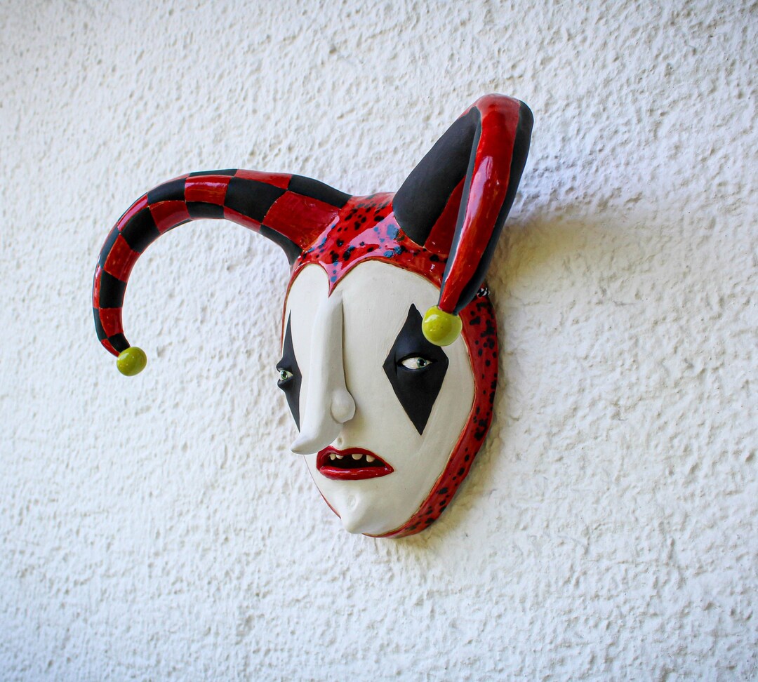 Ceramic Jester Mask - Ceramic Mask - Ceramic Wall Art - Ceramic Wall ...