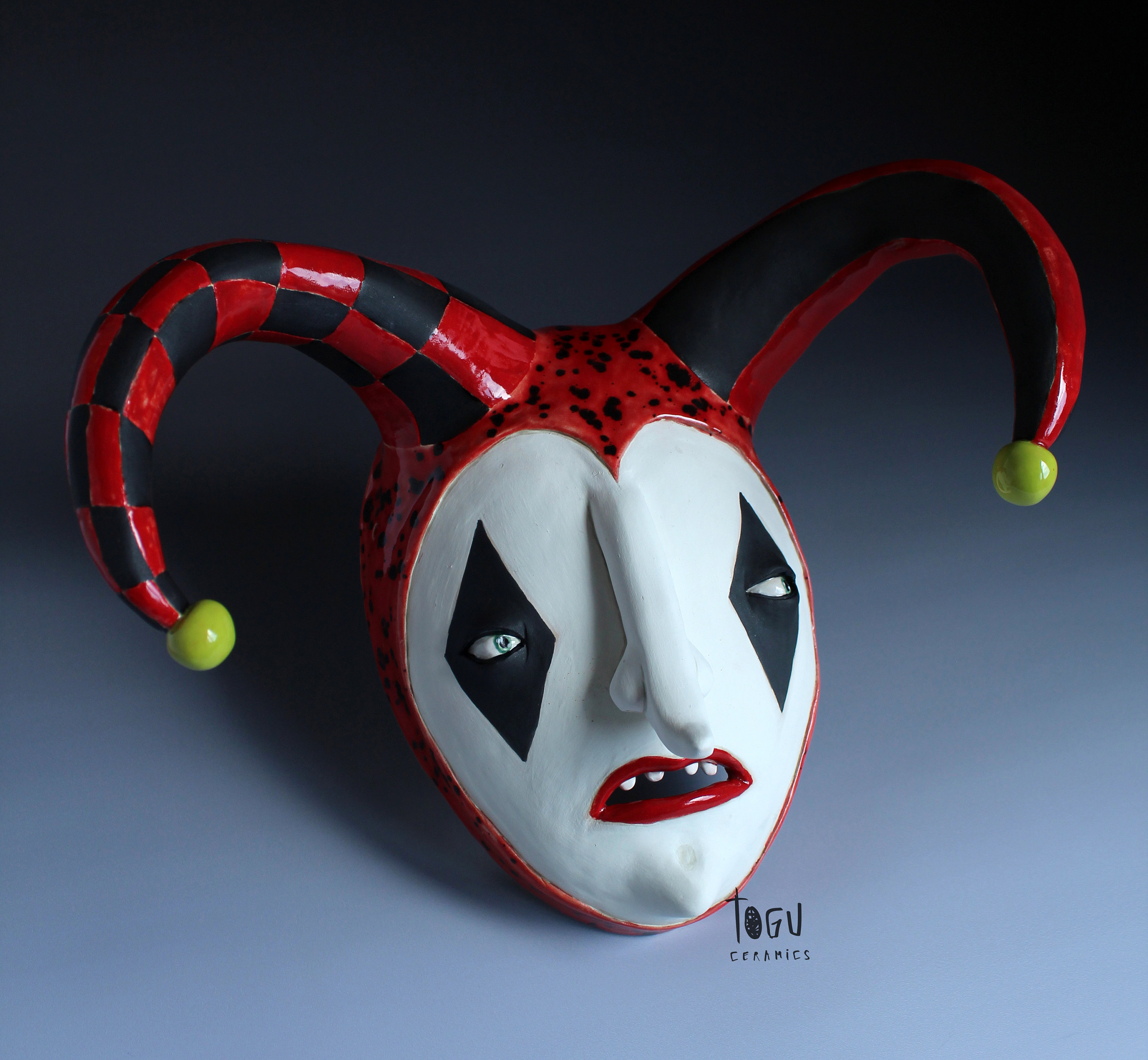 Ceramic Jester Mask Ceramic Mask Ceramic Wall Art Ceramic Wall Hanging ...