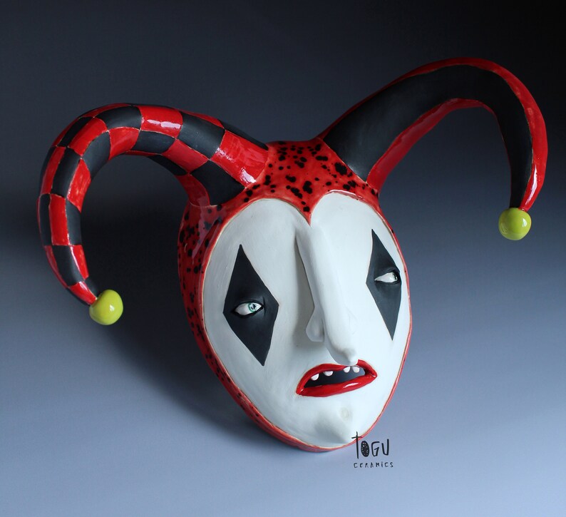 Ceramic Jester Mask - Ceramic Mask - Ceramic Wall Art - Ceramic Wall ...