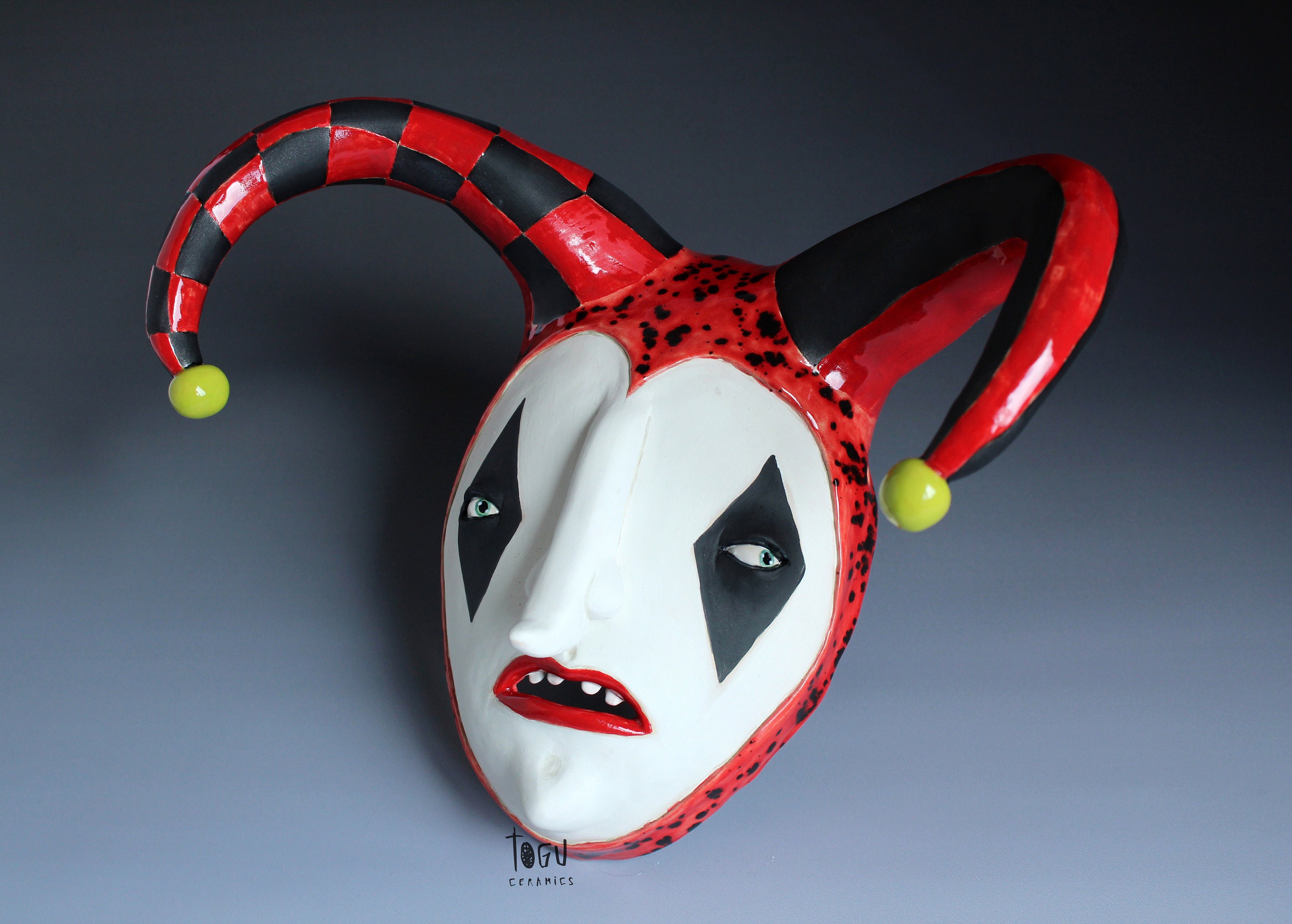 Ceramic Jester Mask Ceramic Mask Ceramic Wall Art Ceramic Wall Hanging ...