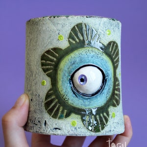 Ceramic Planter, Handmade Flower Pot, Ceramic Evil Eye, Unique Plant ...
