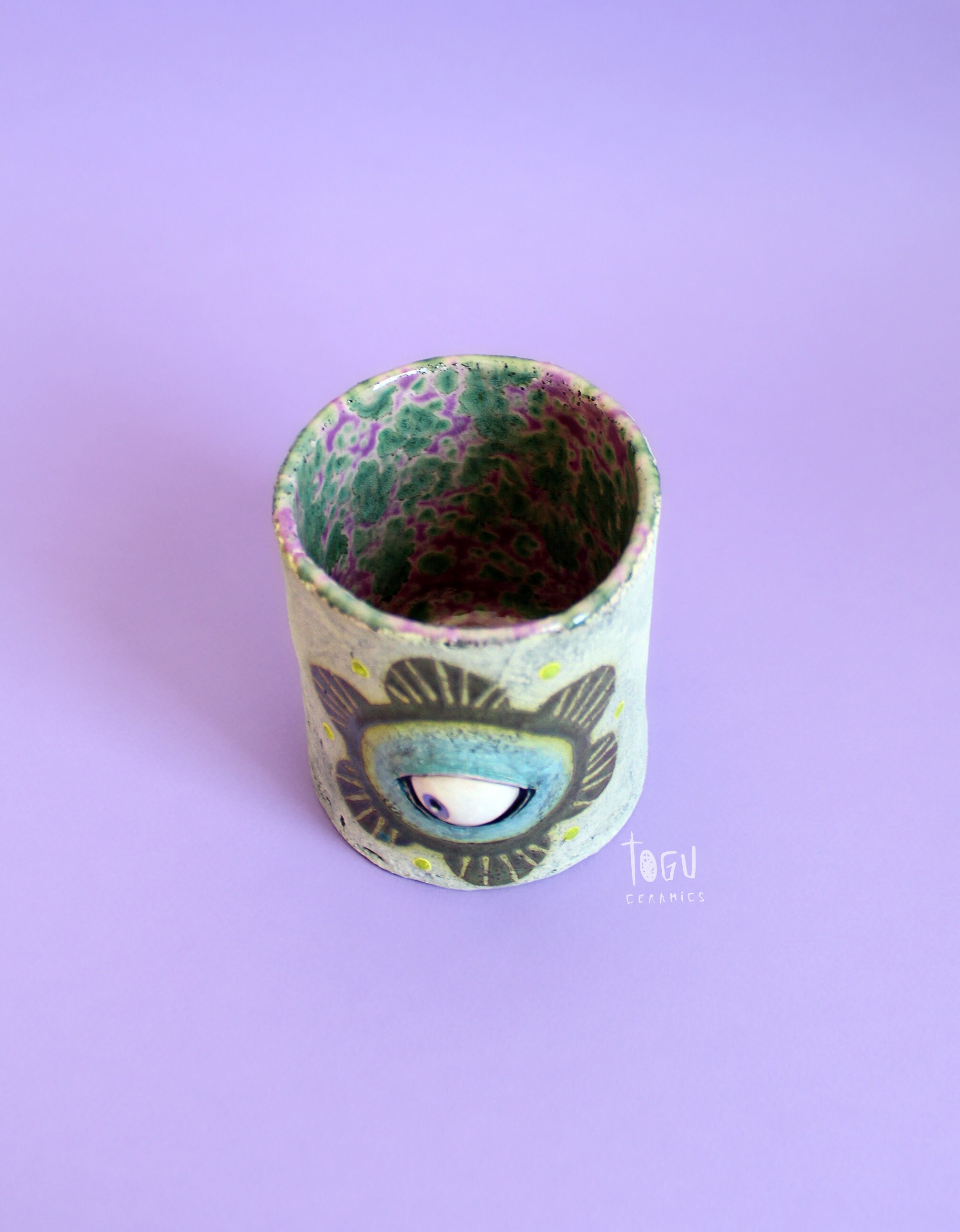 Ceramic Planter, Handmade Flower Pot, Ceramic Evil Eye, Unique Plant ...