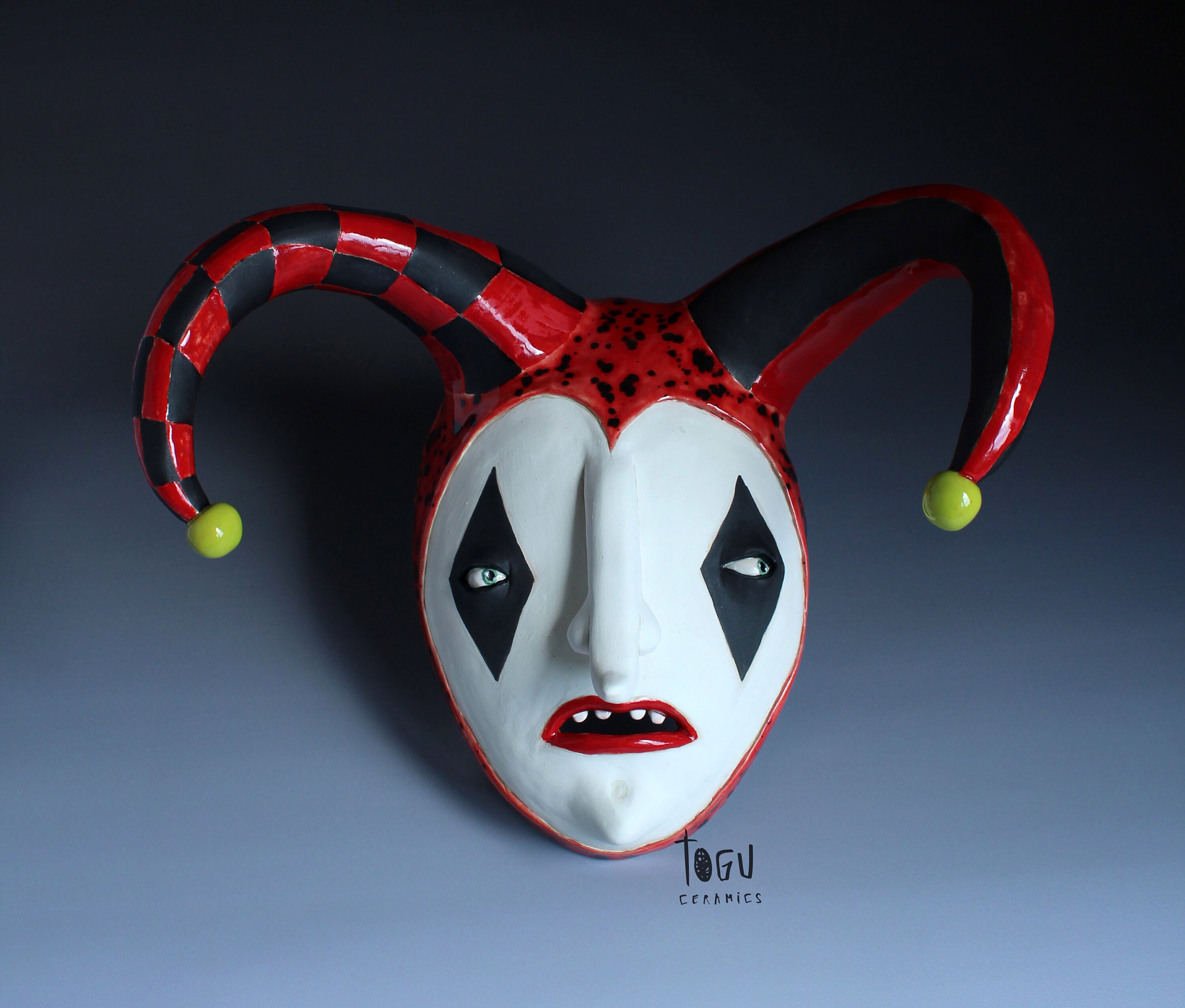 Ceramic Jester Mask Ceramic Mask Ceramic Wall Art Ceramic Wall Hanging ...